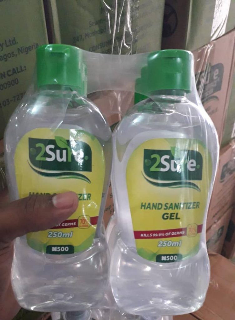 250ml Gel/Liquid 2Sure Hand and Surface Sanitizer (2pieces) - Cleaneat.NG