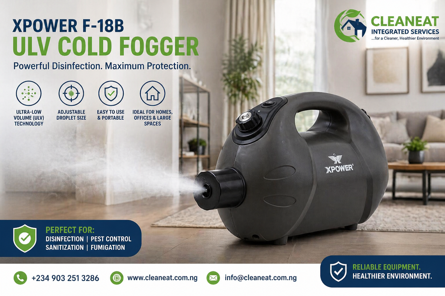 XPOWER F-18B ULV Cold Fogger - Cleaneat.NG